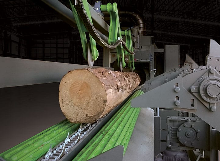 Infeed with log turning rollers - MEBOR